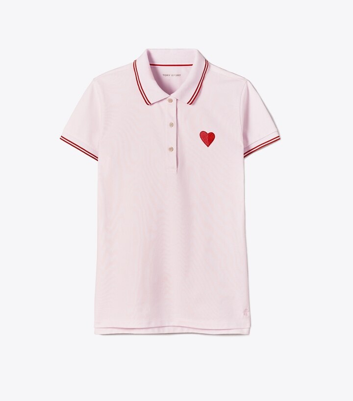 Performance Piqué Heart Polo: Women's Clothing | Tops | Tory Burch EU