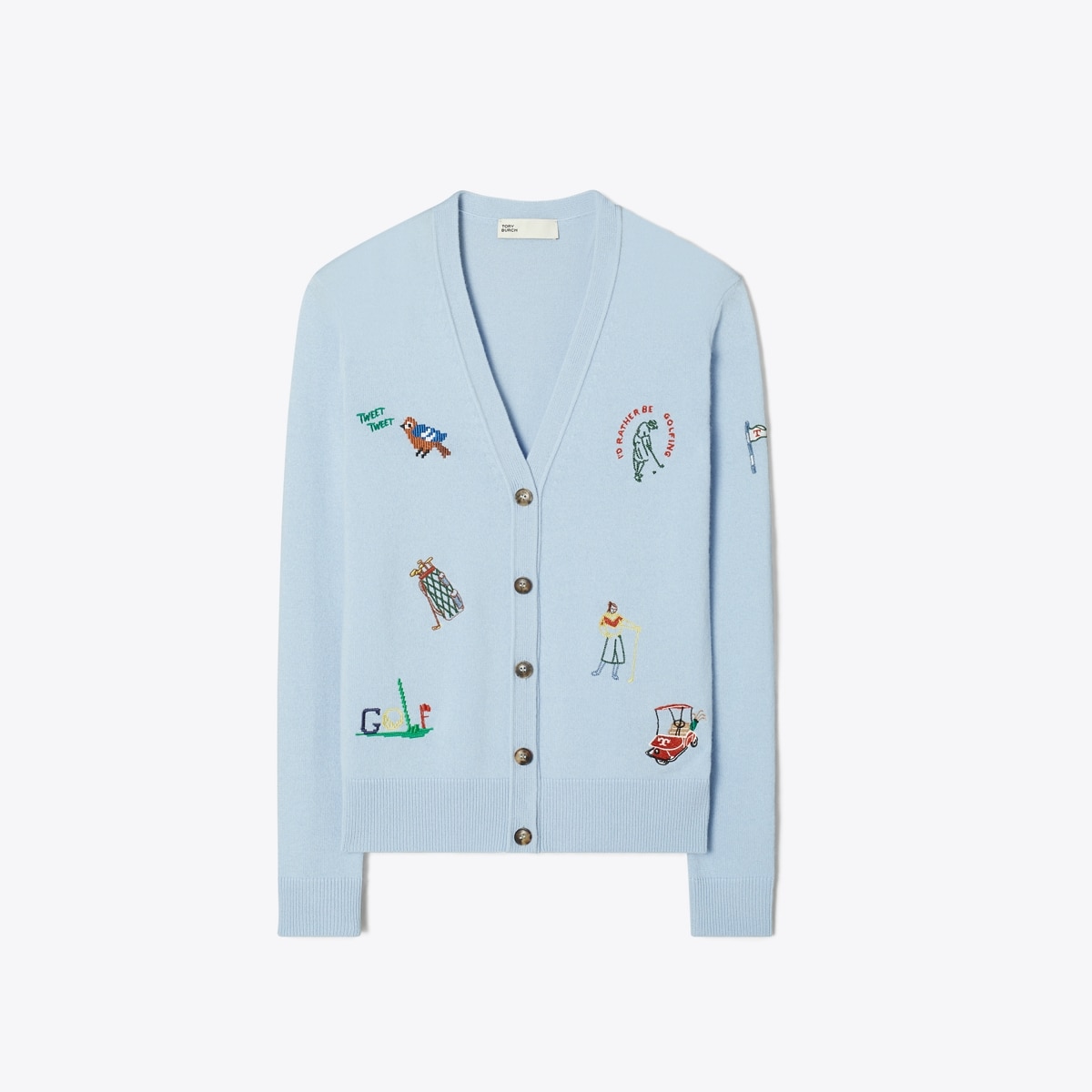 Cashmere Embroidered Golf Cardigan: Women's Designer Sweaters | Tory Sport