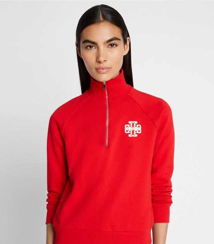 Heavy French Terry Half-Zip Sweatshirt: Women's Designer Sweaters ...