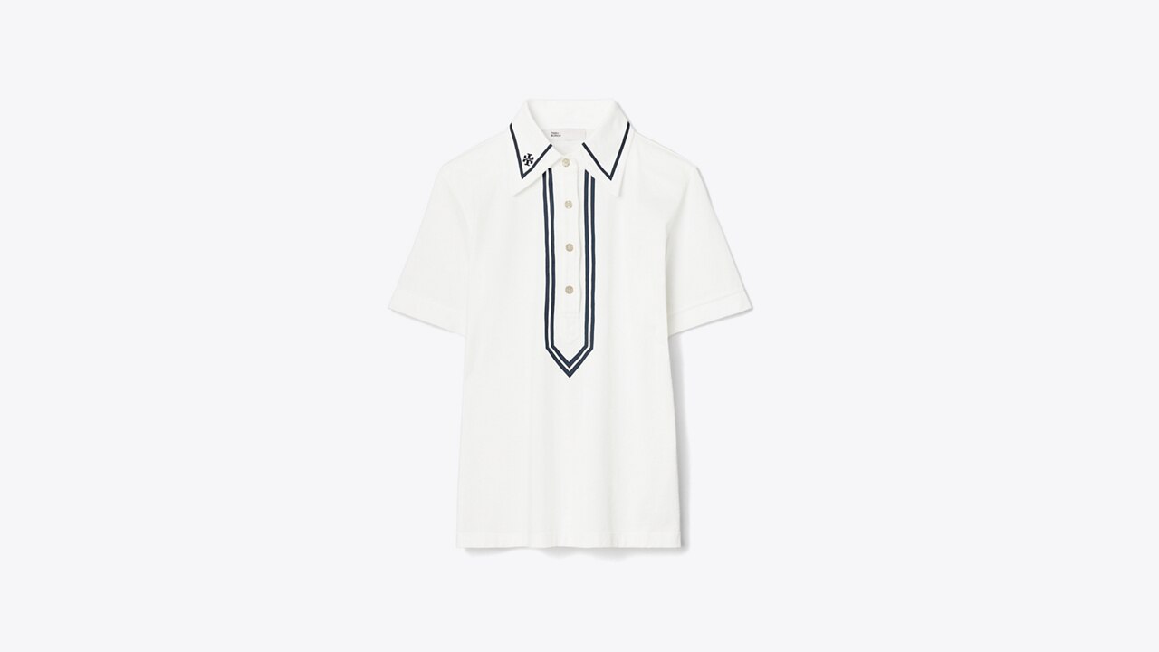 Mercerized Cotton Retro Polo: Women's Designer Tops | Tory Sport