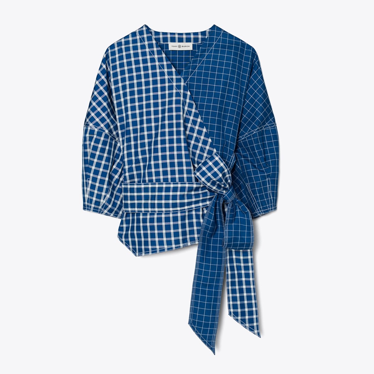 Picnic Plaid Silk Wrap Top: Women's Designer Tops | Tory Burch