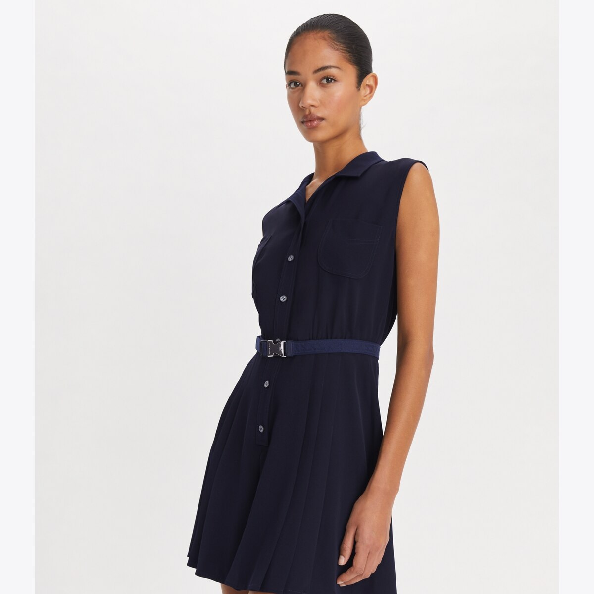 Pleated Twill Dress: Women's Designer Jumpsuits & Rompers Pleated Twill Dress: Women's Designer Jumpsuits & Rompers