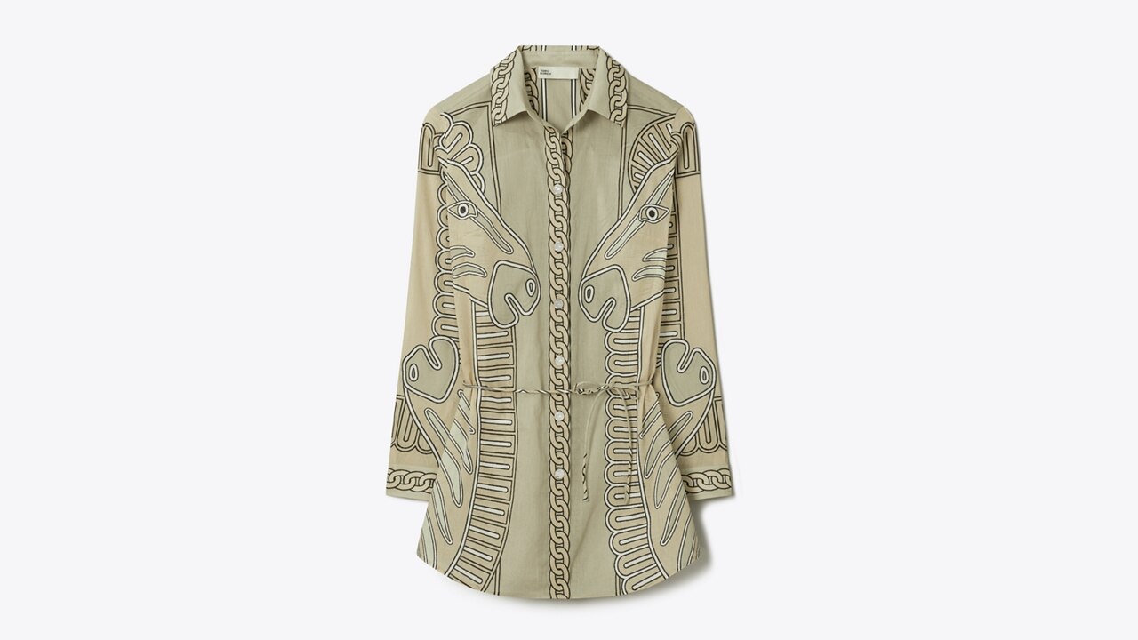 Printed Brigitte Cotton Tunic Womens Swim Coverups Tory Burch Uk