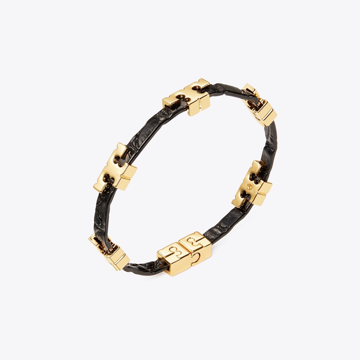 Serif T Stackable Croc Embossed Bracelet in yellow size M L