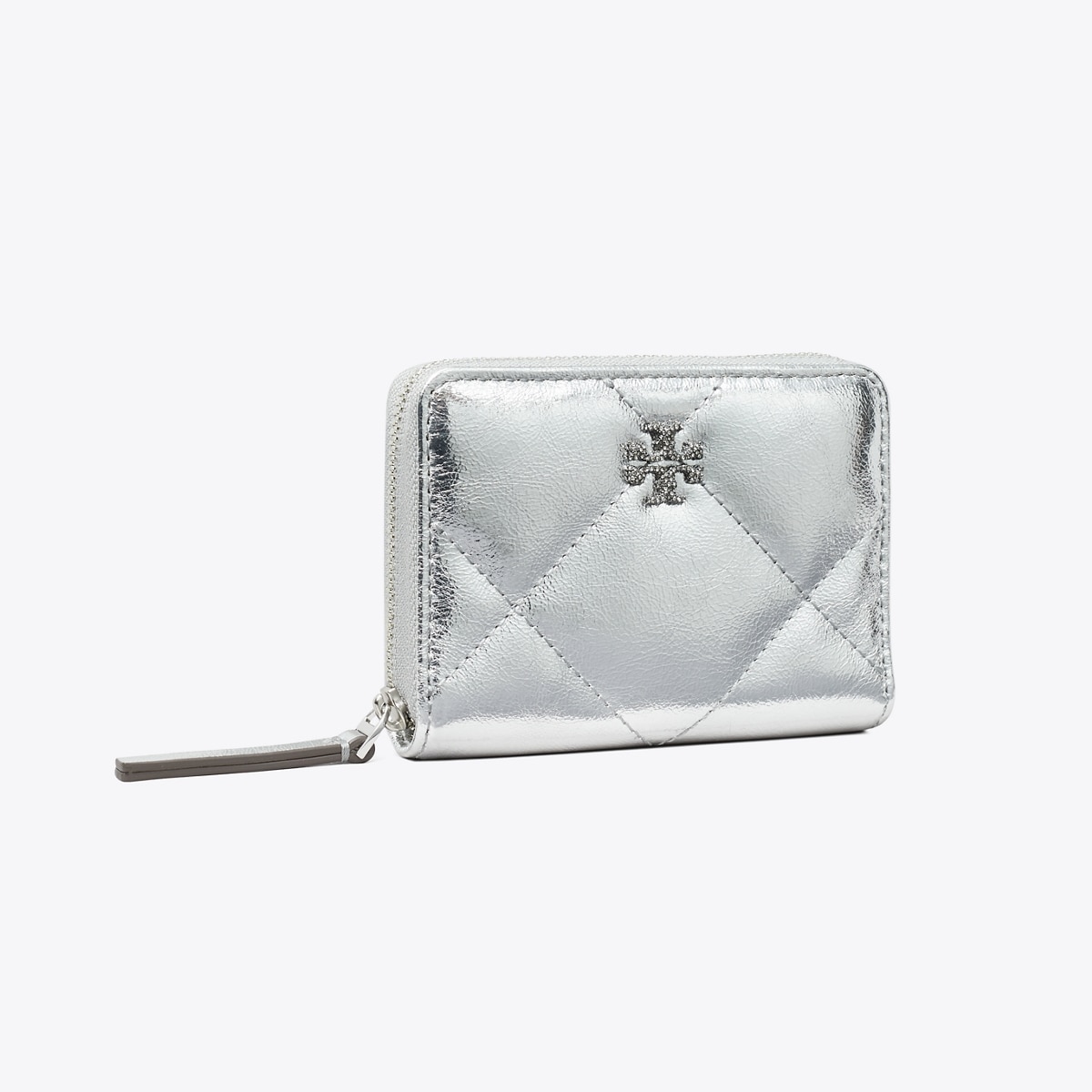 Small Kira Diamond Quilt Metallic Zip-Around Wallet: Women's Designer ...