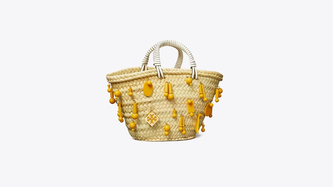 Small Raffia Embroidered Tote: Women's Designer Tote Bags | Tory Burch