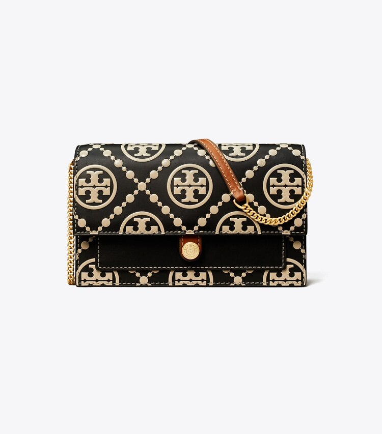 T Monogram Contrast Embossed Chain Wallet: Women's Designer Mini Bags | Tory Burch