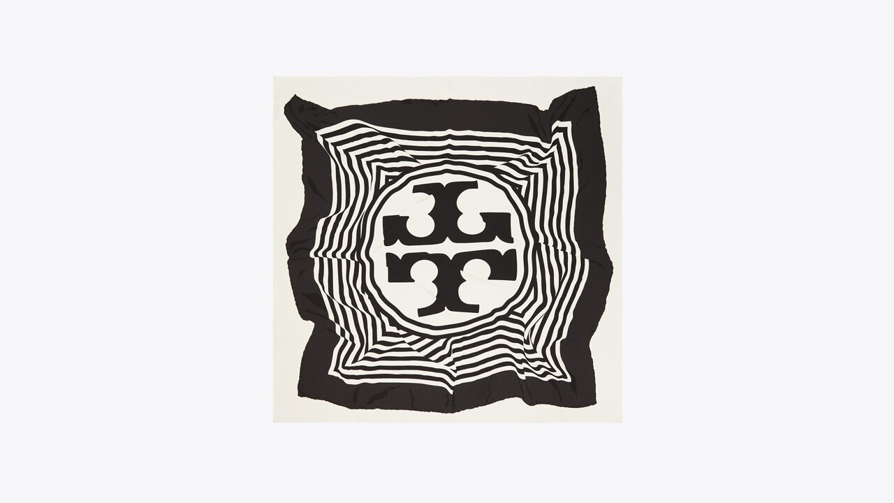 Warped Logo Silk Square: Women's Designer Scarves | Tory Burch