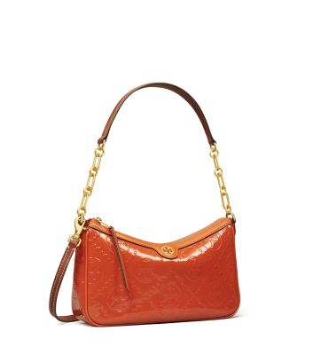 Tory Burch T Monogram Patent Embossed Studio Bag In Spring Spice | ModeSens