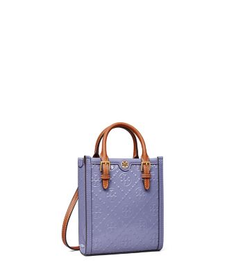 Tory Burch Mini T Monogram Embossed Tote In Dark Lotus | ModeSens