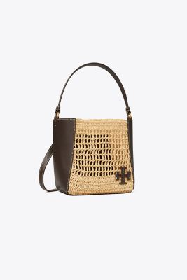 Tory Burch Mcgraw Raffia Small Bucket Bag | ModeSens
