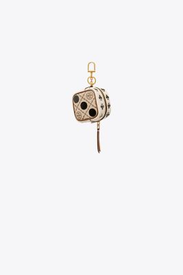 Tory Burch T Monogram Domino Cube Pouch Key Ring In Hazelnut | ModeSens