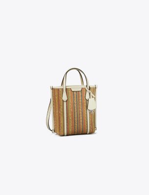 Tory Burch Mini Perry Raffia Stripe Tote In Multi | ModeSens