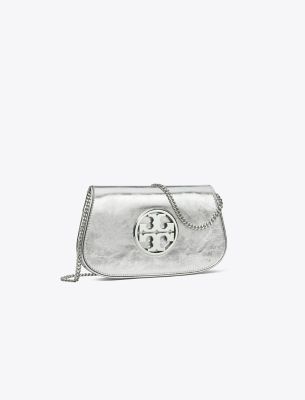 Tory Burch Reva Metallic Clutch In Silver | ModeSens
