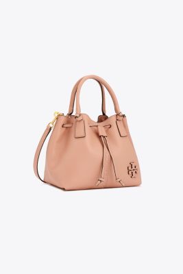 Tory Burch Mcgraw Small Drawstring Satchel In Meadowsweet | ModeSens