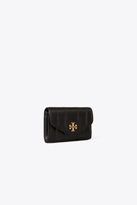 Tory Burch Kira Quilted Flap Card Case In Black/rolled Gold | ModeSens