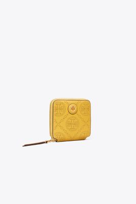 Tory Burch T Monogram Perforated Bi-fold Wallet In Golden Sunset | ModeSens